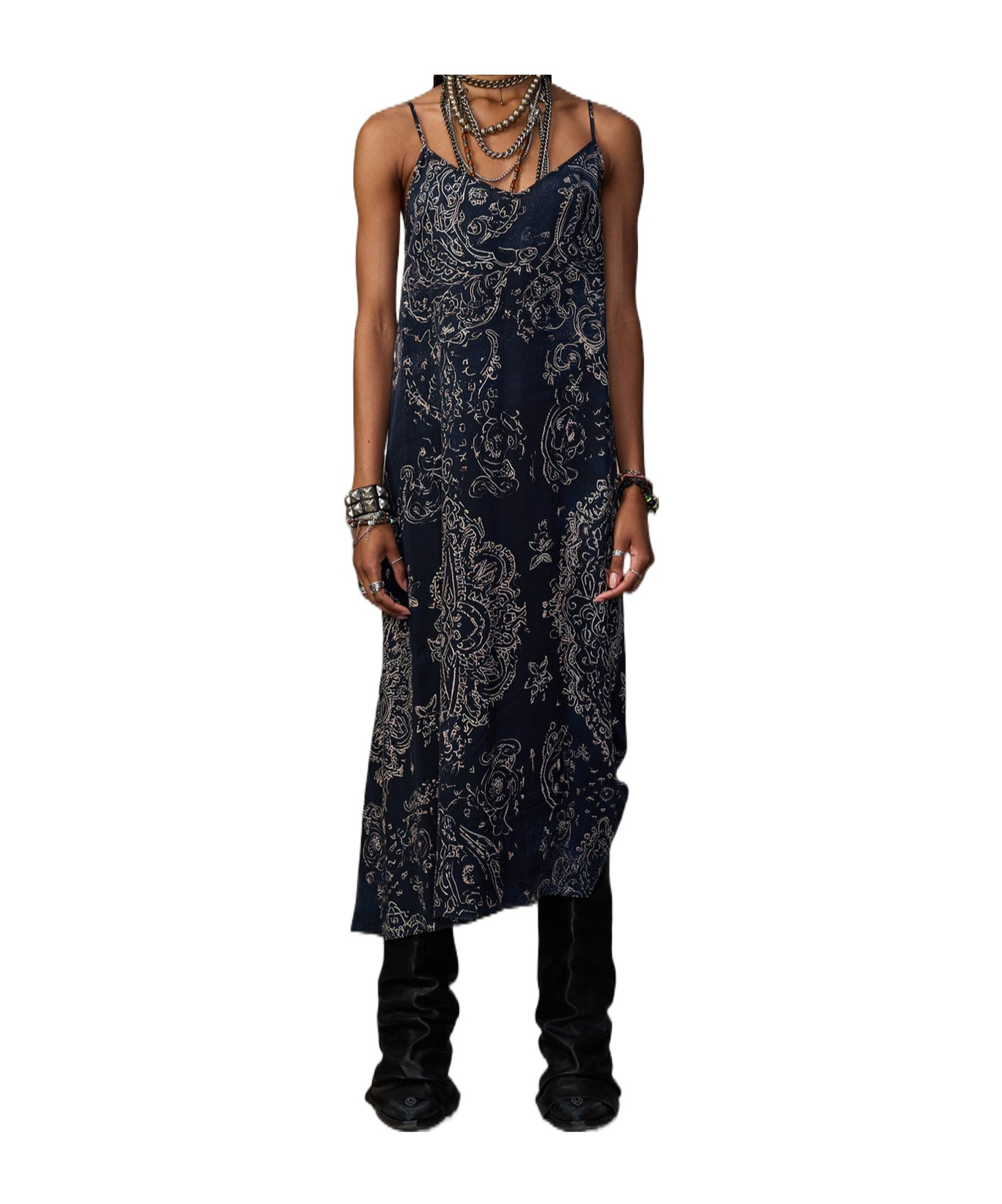 R13 R13 Sleeveless V-Neck Printed Midi Dress
